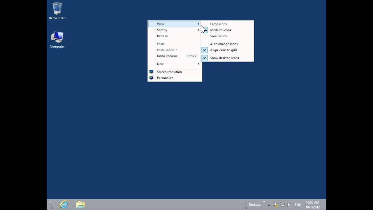 Windows 8.0 Professional - Turn Off the Desktop Icon Grid - YouTube