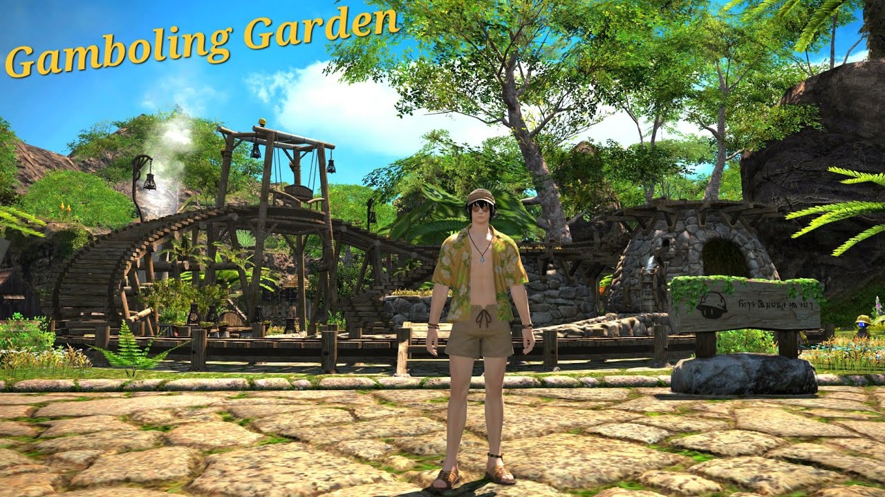 FINAL FANTASY XIV - Gamboling Garden, Island Sanctuary Landmarks - YouTube