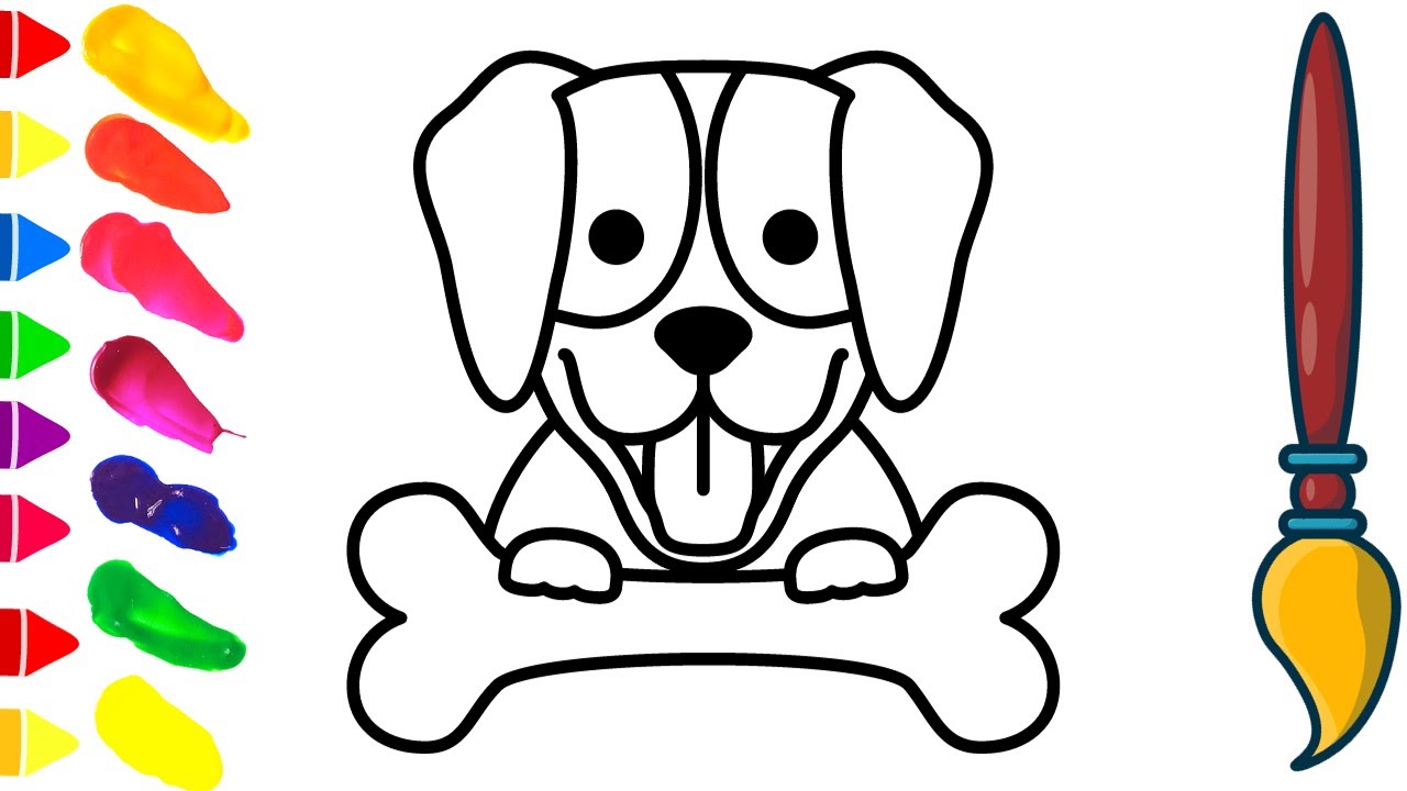 Rainbow Dog, Bone Drawing | How to Draw an Dog | Easy Dog, Bone Drawing ...