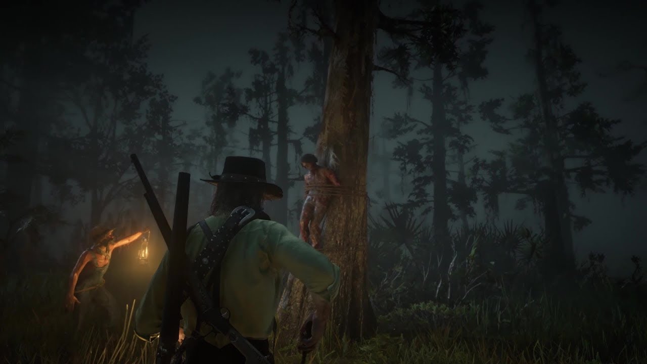 RDR2 - Exploring the Bayou at night, we help a needing neighbour ...