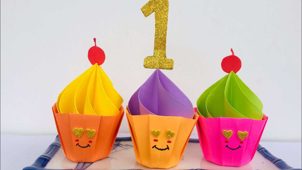 DIY cupcake craft with paper/3D cupcake/3D craft /origami cupcake ...