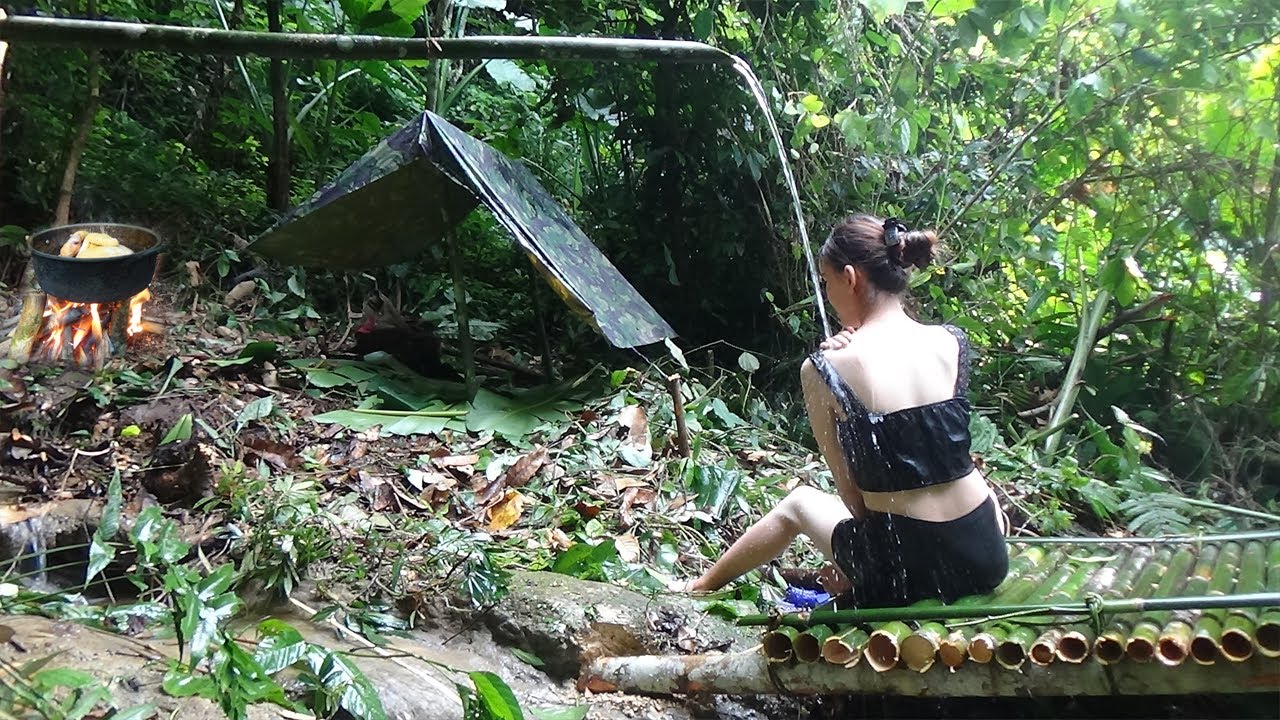 Primitive Life - Solo Bushcraft & Camping In Two Day with Relaxing ...