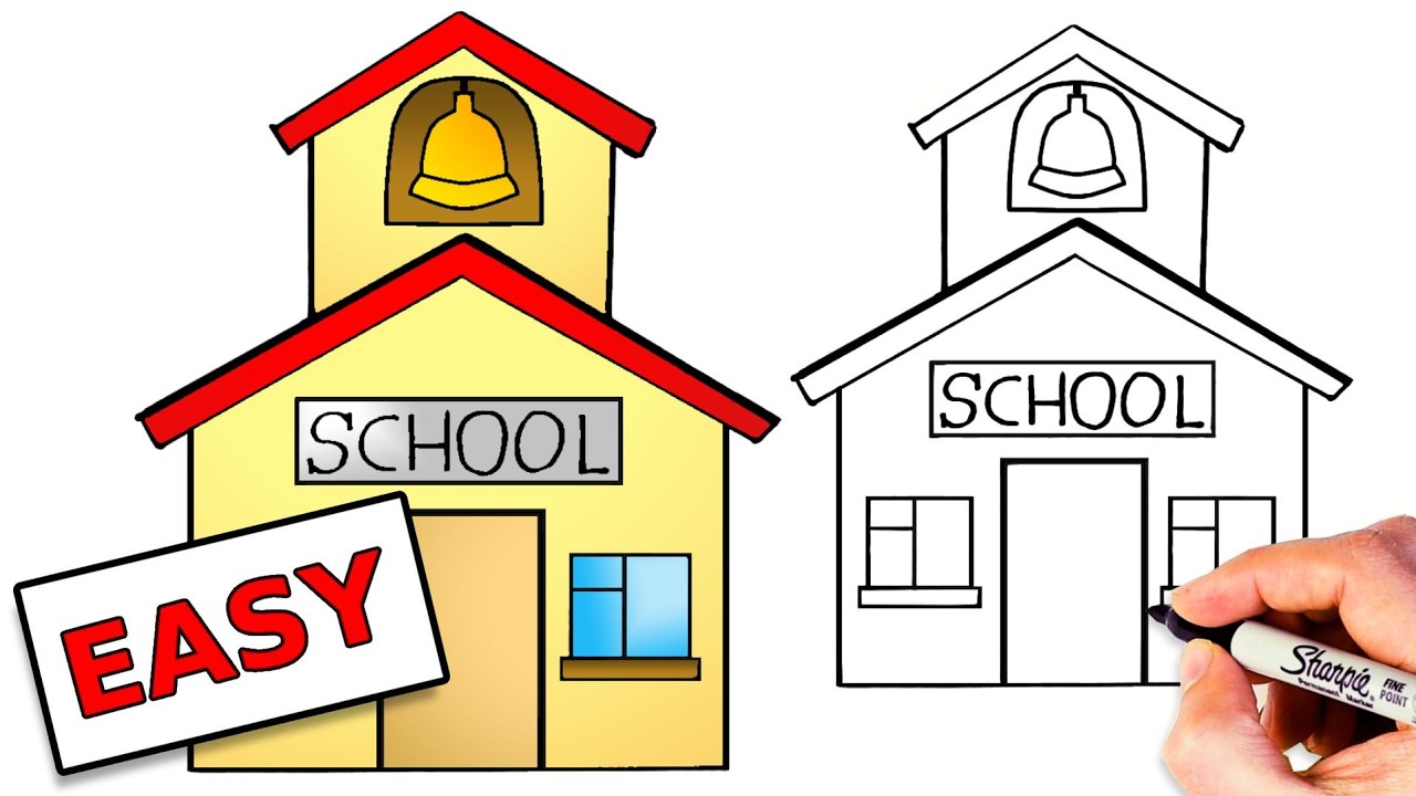🏫 How to Draw a School | Easy Step-by-Step Tutorial - YouTube