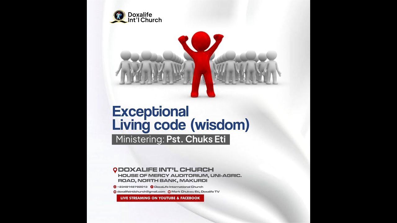 SUNDAY SERVICE || EXCEPTIONAL LIVING CODE:WISDOM (PT. 7)|| 1ST SEPTEMBER, 2024||PST. MARK CHUKWU ...