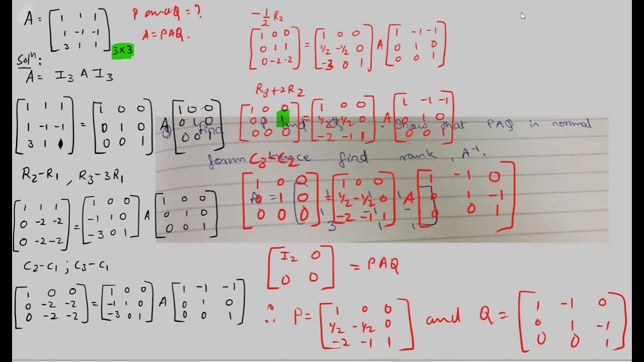 P and Q, PAQ in normal form, A given Matrix - YouTube