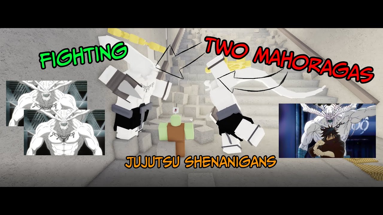 Fighting Against 2 Mahoragas In Roblox Jujutsu Shenanigans Youtube