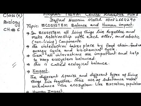 Class 10|| Define ecosystem balance and human impact|| Biology Chapter ...