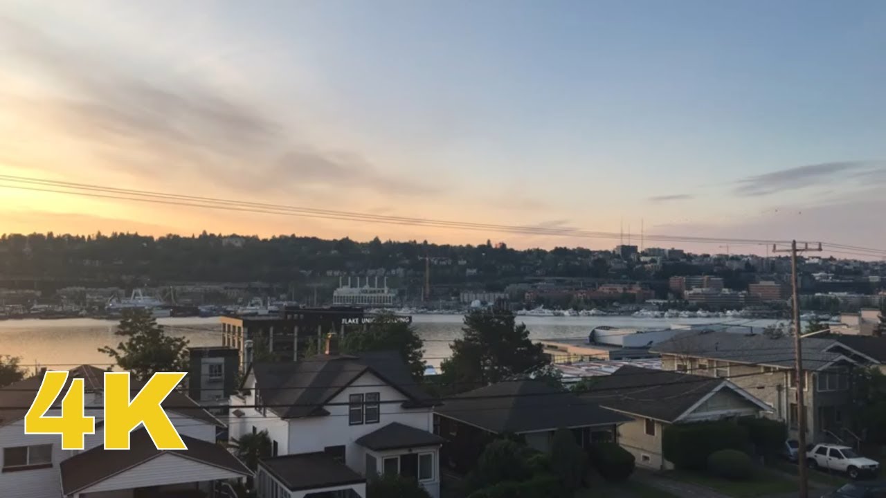 4K HD Seattle Morning Lakeside Balcony View, Birds Sound - YouTube