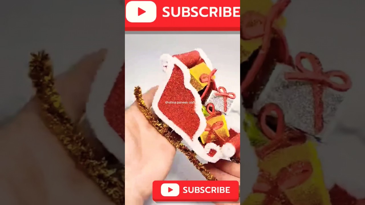 Diy Santa ki gadi# Christmas craft#youtube shortsvideo#shahina parveen ...
