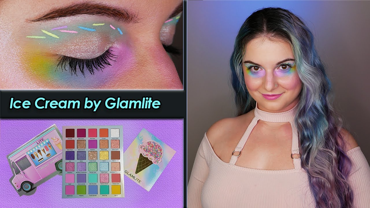 Reverse Rainbow Tutorial | Review Ice Cream Palette by Glamlite - YouTube