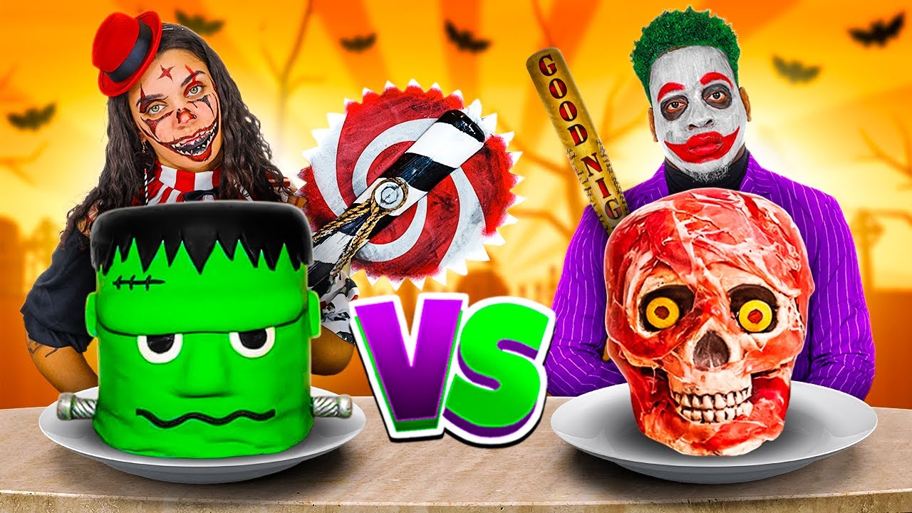 HALLOWEEN VS REAL FOOD CHALLENGE - YouTube