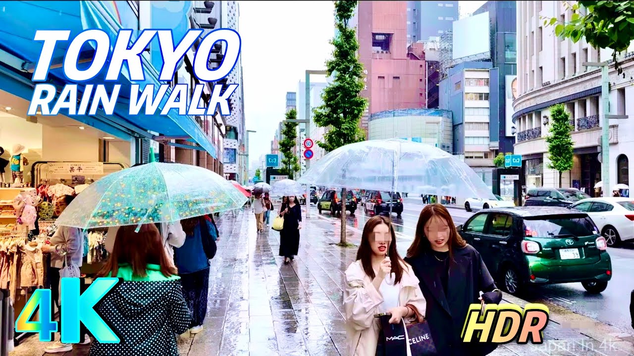 [4K HDR] Relaxing Rain Walk to Ginza • ASMR • [Tokyo Rain Walk]☔️ - YouTube