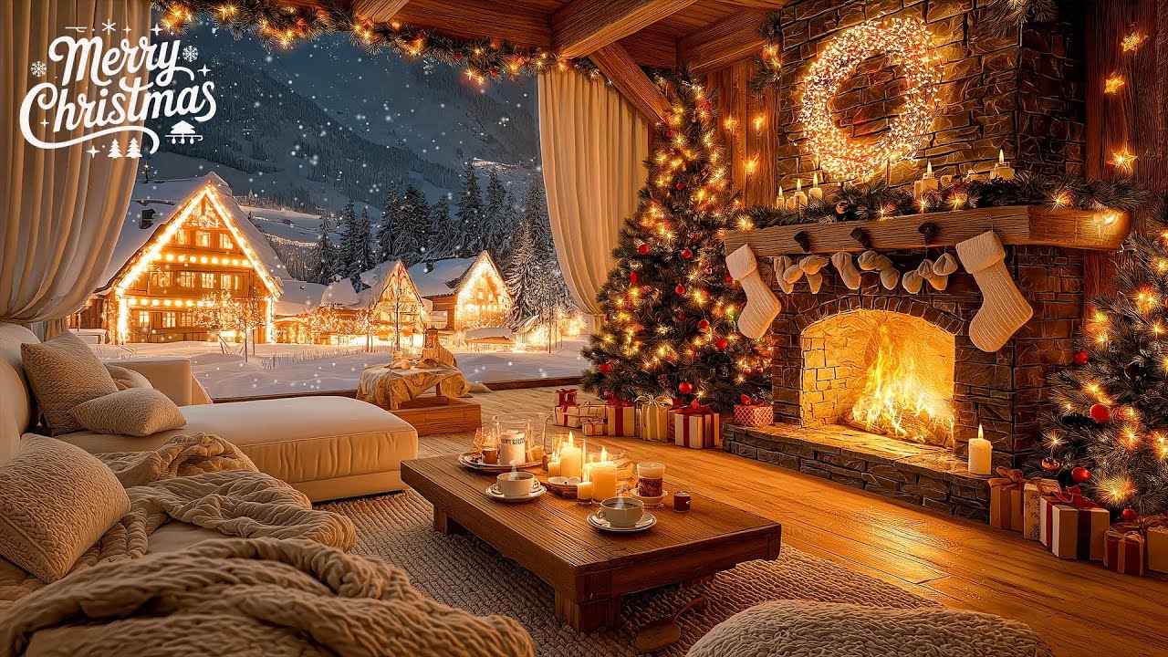 Soothing Christmas Ambience 🌲 Relaxing Christmas Music With Fireplace🔥 ...