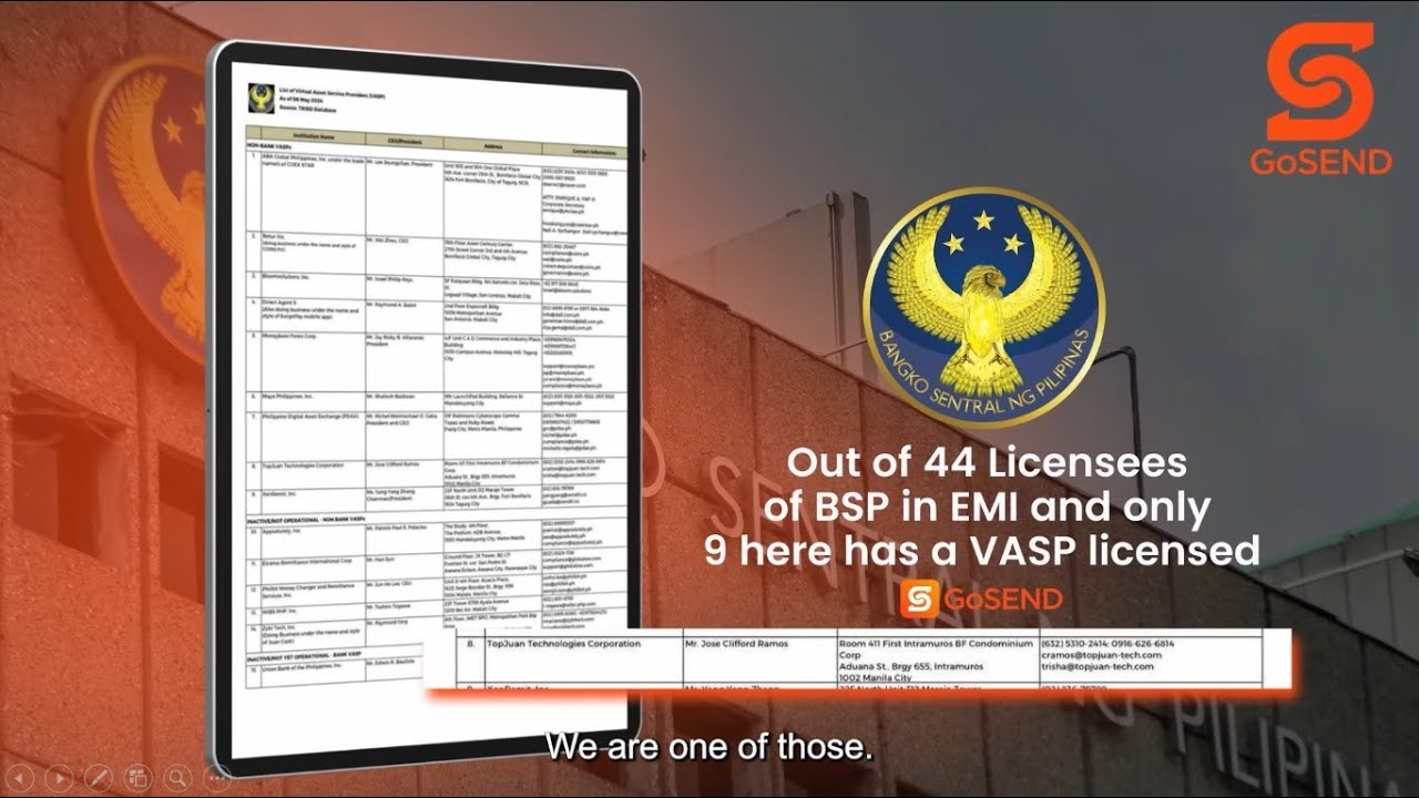 GOSEND EMI & VASP BSP Licenses of the Philippines - YouTube