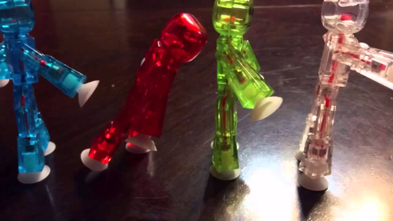 Meet blue,lime green,white,red and dark blue stikbot - YouTube