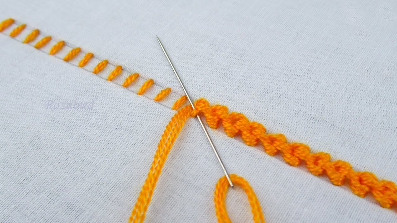 Basic hand Embroidery, Very Unique Raised Chain Stitch Band Tutorial ...