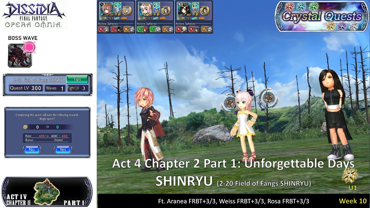 DFFOO [GL] Week 10 2-20 Field of Fangs SHINRYU (LV 3) | Yellow Crystal ...