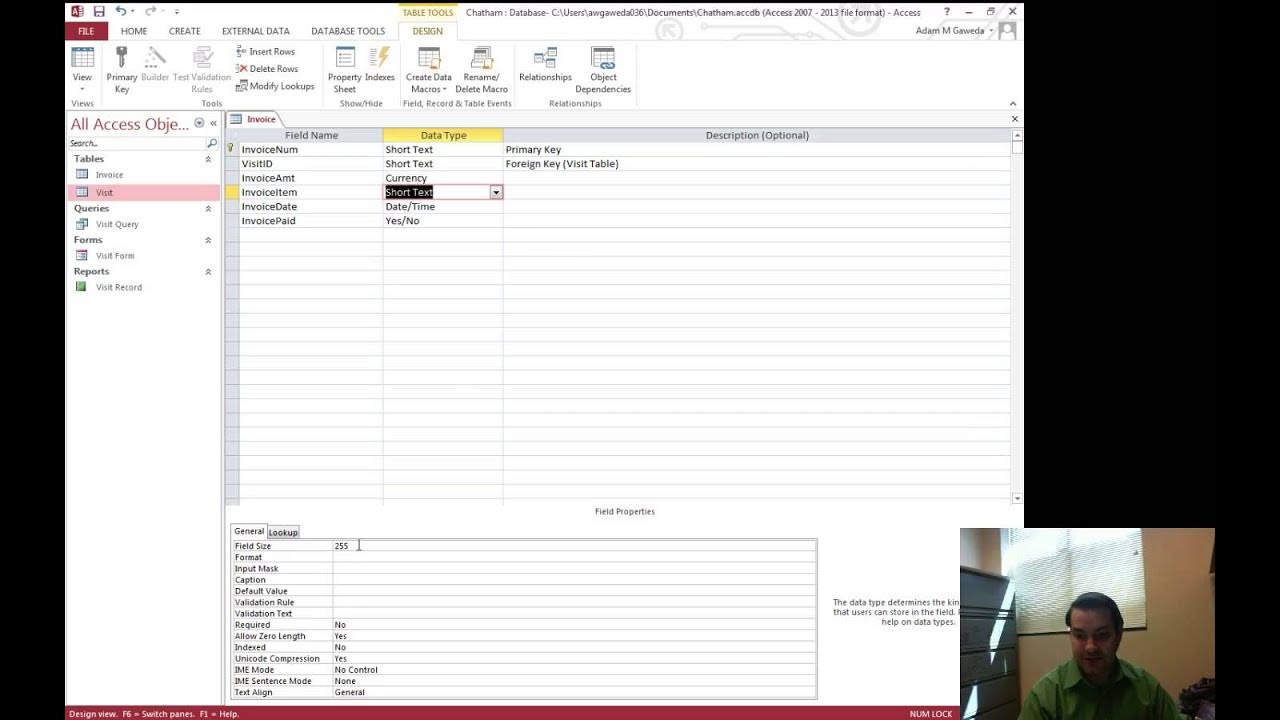 Adding and Moving Fields in Microsoft Access - YouTube