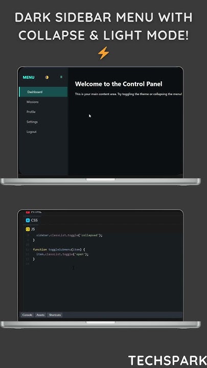Dark Sidebar Menu with Collapse & Light Mode! ⚡ #Html #css #javascript #beginnerfriendly # ...