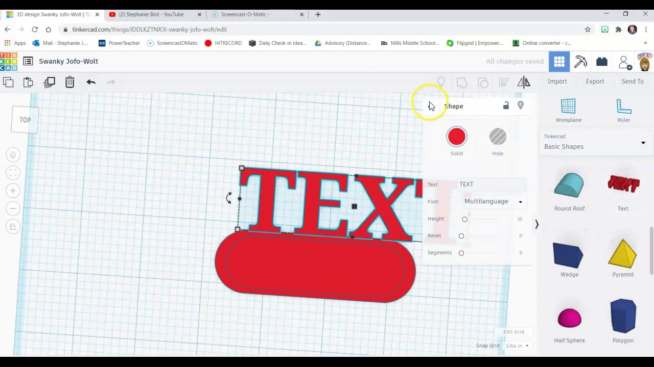 Tinkercad Keychain Name with Shape - YouTube