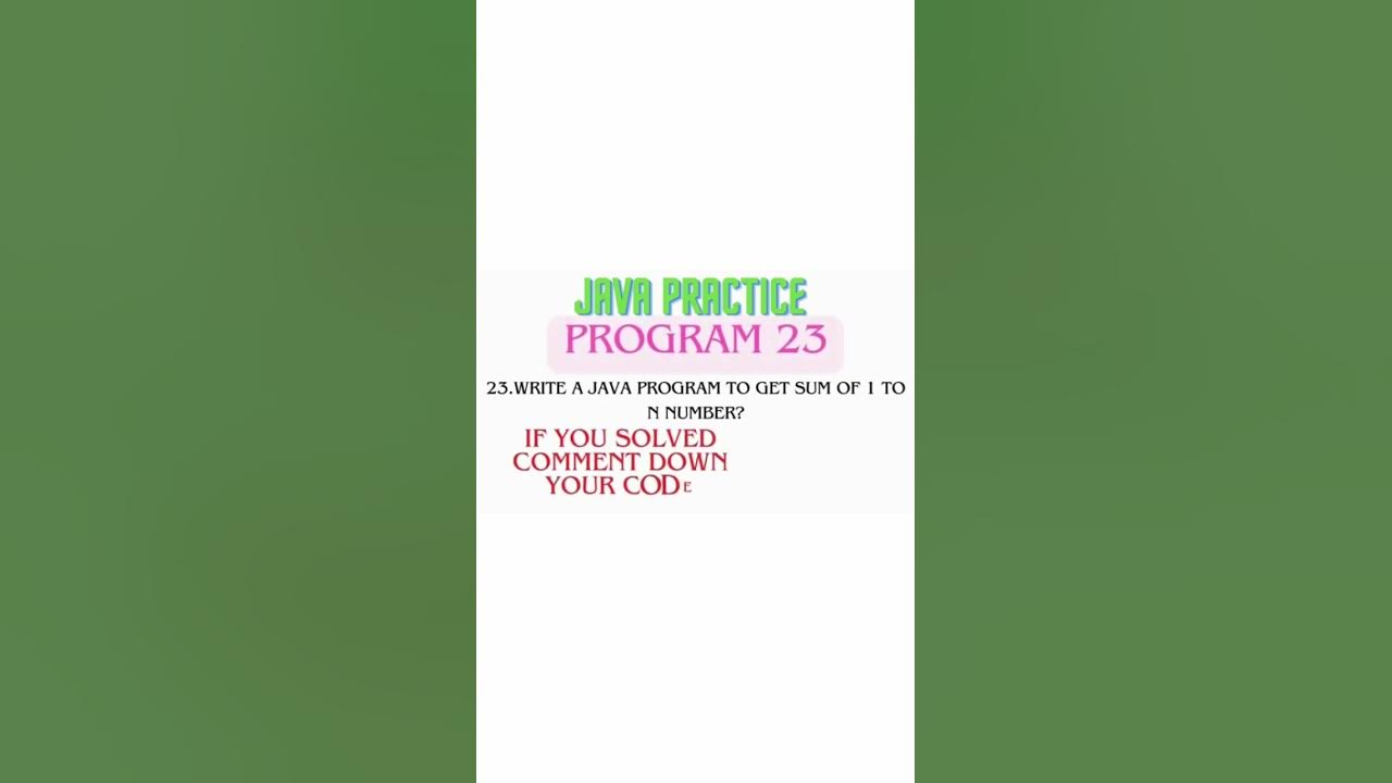 Java Practice Program 23 Java Javaprogramming Youtube