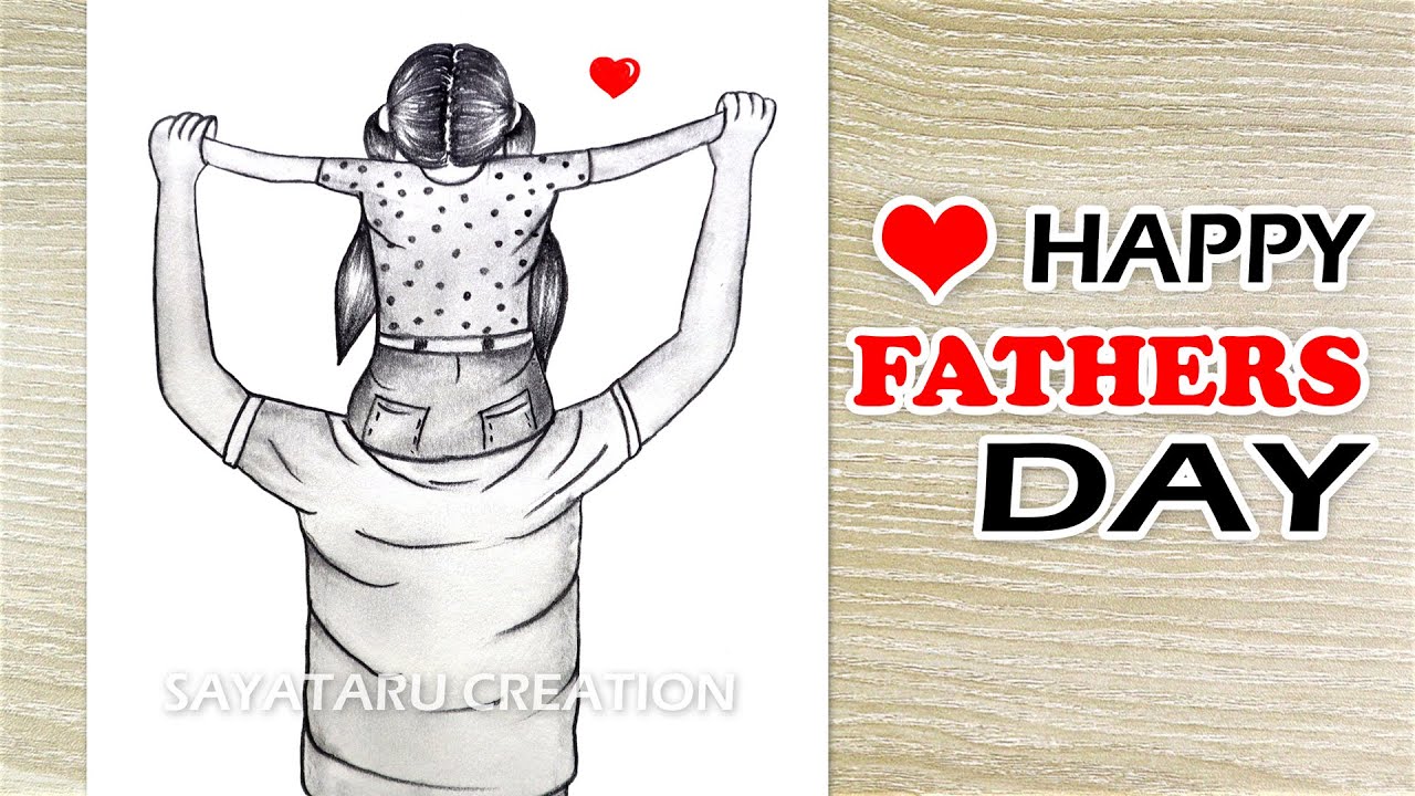How to draw Father's Day drawing with pencil sketch, Easy way to draw ...
