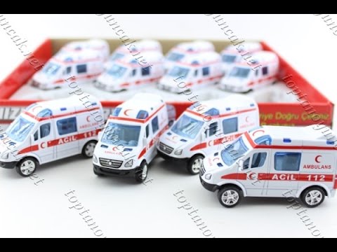 Toptan oyuncak ambülans çek bırak araba metal en ucuz promosyon 112  acil