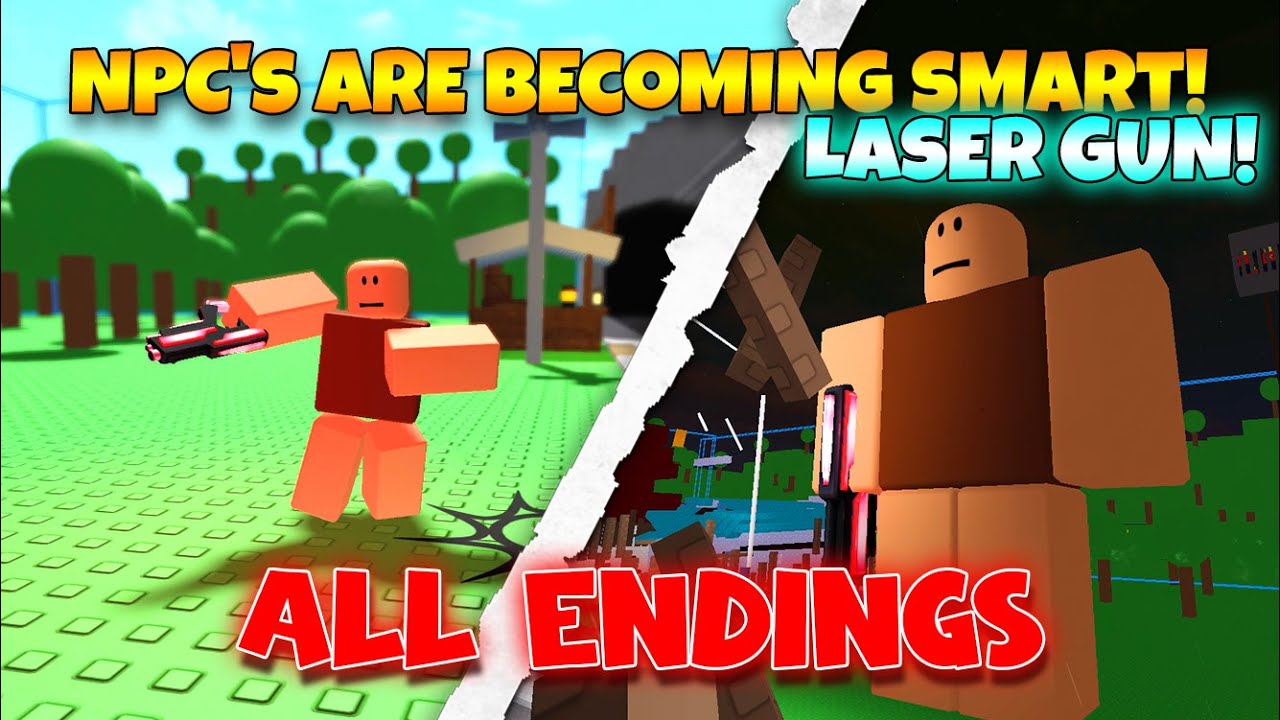 NPC's are becoming smart! Laser Gun! - All Endings [Roblox] - YouTube