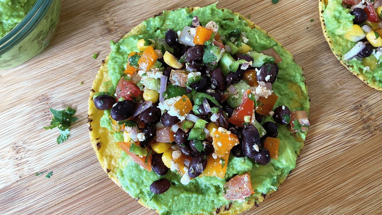 Mexican Black Bean Salad Tostada | Open Faced Taco Dinner In 30 minutes ...