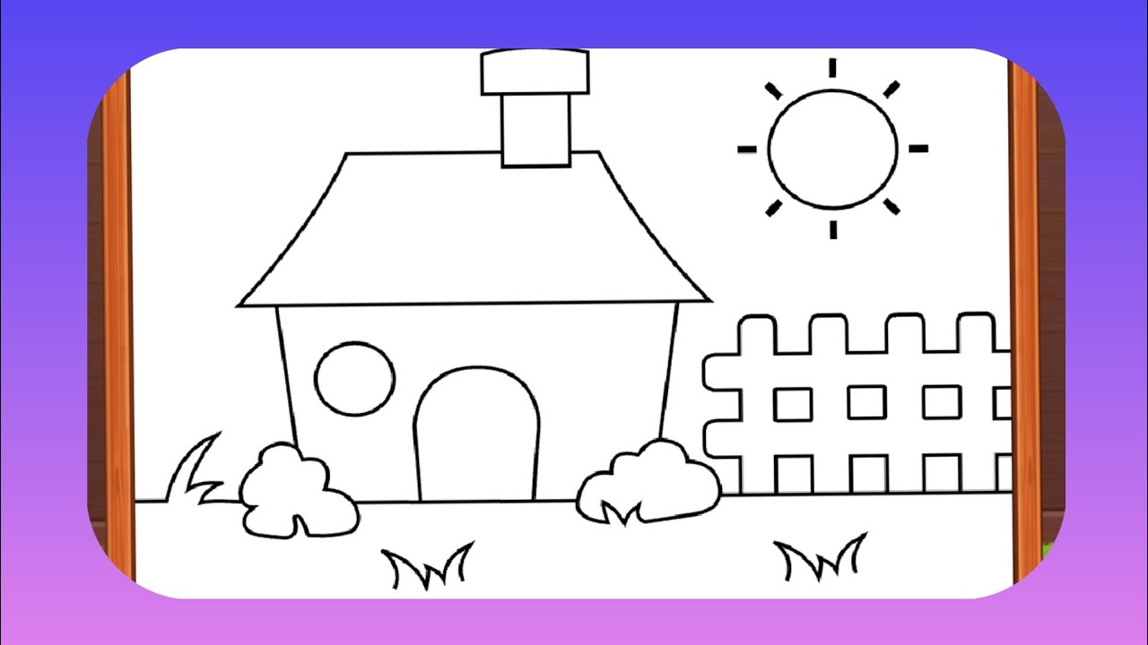 mini house drawing for kids/ how to draw mini house/ - YouTube