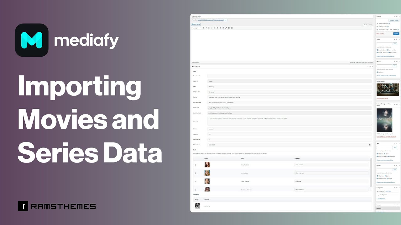 GET MOVIE and TV SERIES DATA from TMDB with MEDIAFY WordPress Plugin ...
