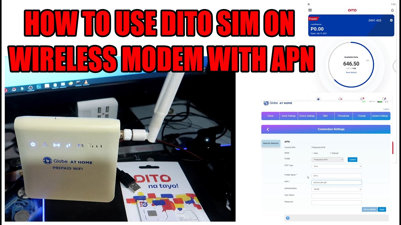 HOW TO USE DITO SIM ON WIRELESS MODEM ZLT-P25 WITH APN SETUP FOR DITO ...