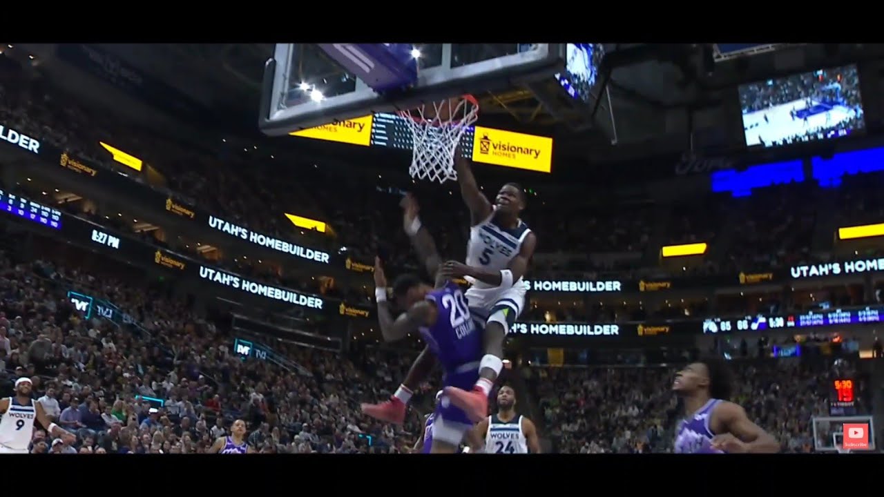 Anthony Edwards Dunk On John Collins - YouTube