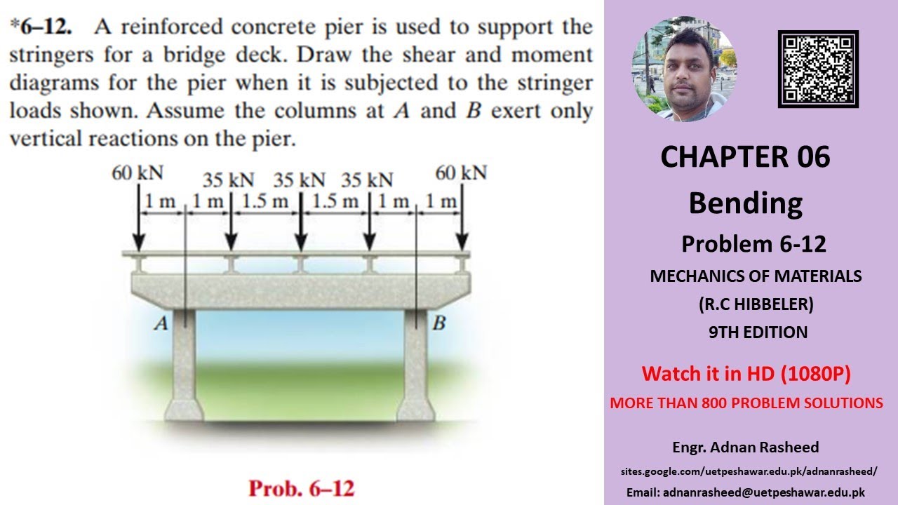 Draw the shear and moment diagrams for the pier | Problem 6-12 ...