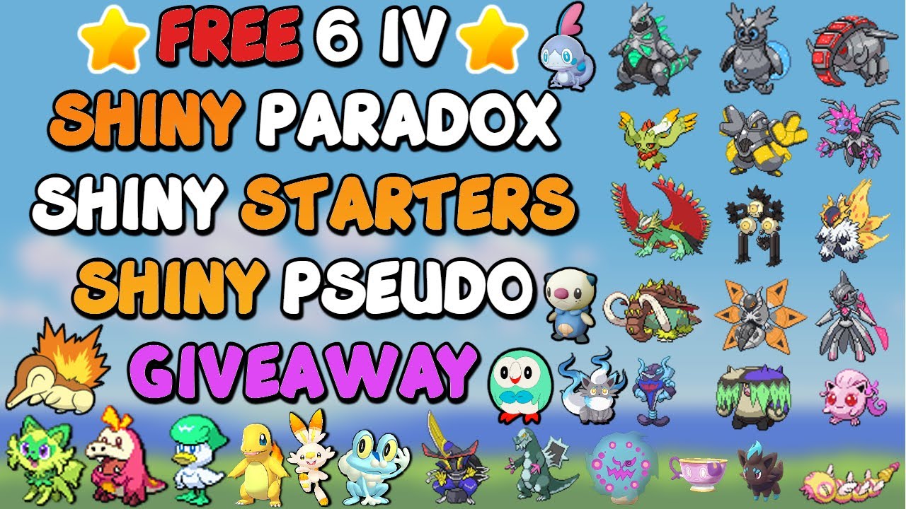 6IV FREE SHINY PARADOX + NEW SHINY STARTERS SHINY EGGS GIVEAWAY Pokemon ...