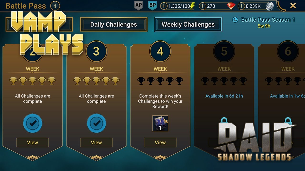 RAID: Shadow Legends | Battle Pass Season 1 (Week 4) | Vamp Plays - YouTube