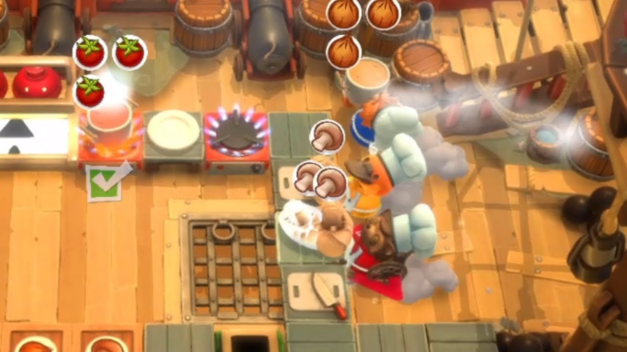Overcooked 1, All You Can Eat | 6-1 4 Stars (3 Players) Tight Corners😐 ...