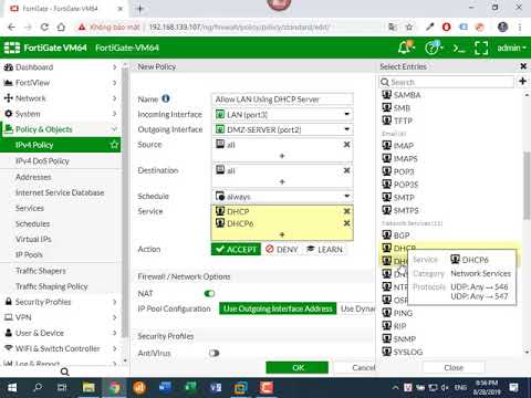 Cấu hình DHCP Relay Agent trên Fortigate - YouTube