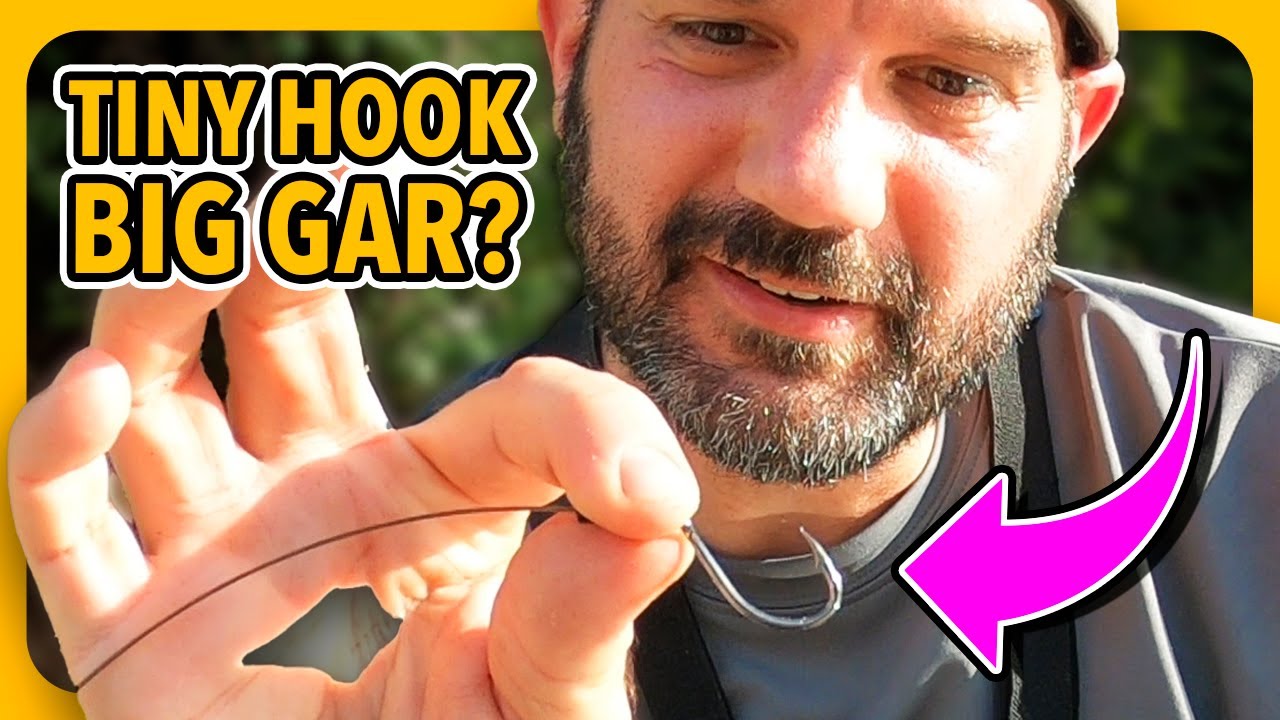 Using a TINY hook to catch a BIG alligator gar - YouTube