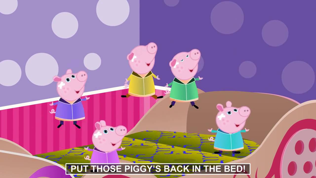 pappa pig finger family | Five little piggies jumping on the bed and ...