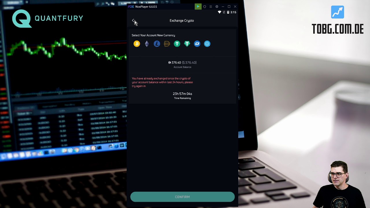 Quantfury App: Kontoguthaben direkt in andere Währungen tauschen und Risiko Management. - YouTube