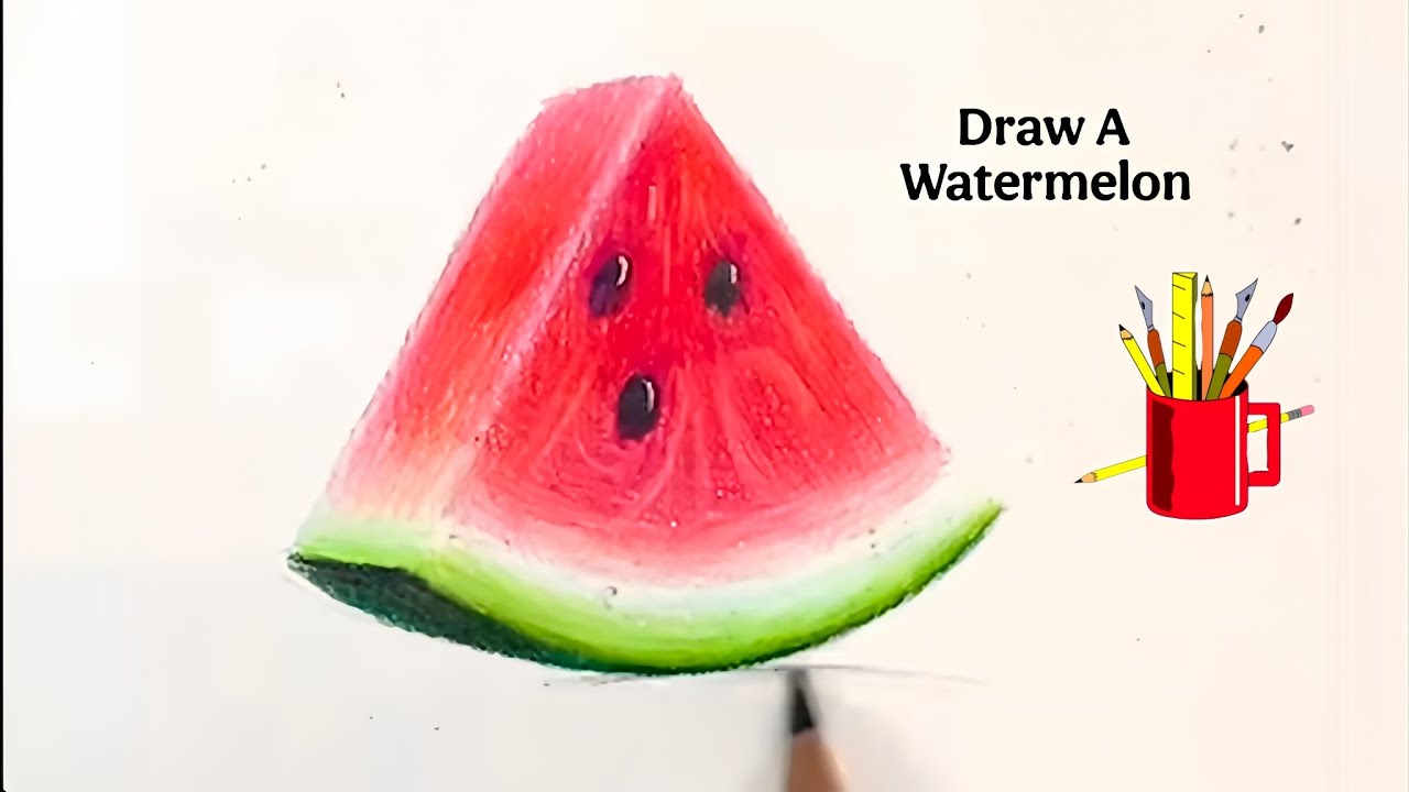 How to Draw a Realistic Watermelon with Colored Pencils 🍉 | Step-by ...