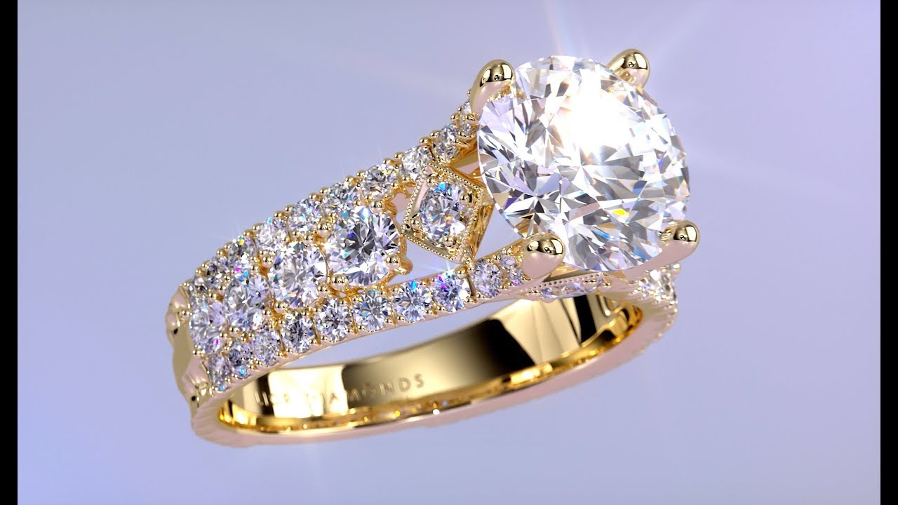 Amazing Yellow Gold Ring Jewelry Render - Visualization - YouTube