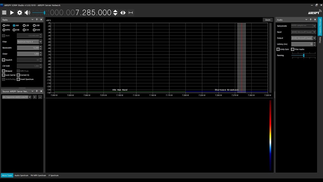 SDRSharp via Spyserver Network - YouTube