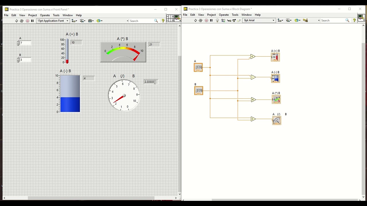 Practica #3 Introducción a LabVIEW:Operaciones y Controles con Suma ...