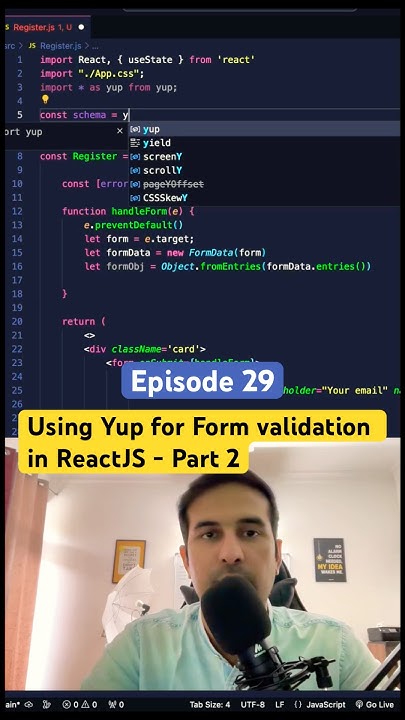 Using Yup For Form Validation In Reactjs Part 2 Reactjstutorial