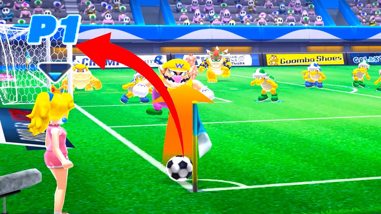 Mario Sports Superstars Football Peach & Pink Gold peach vs Team Wario ...