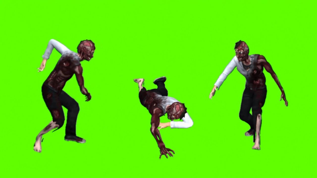 Zombie Character Green Screen | No Copyright Video | Zombie Run - Walk ...
