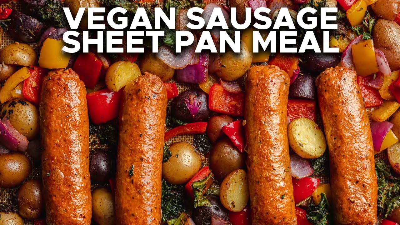 EASY VEGAN SHEET PAN DINNER | Vegan Sausage & Pepper Tray Bake - YouTube
