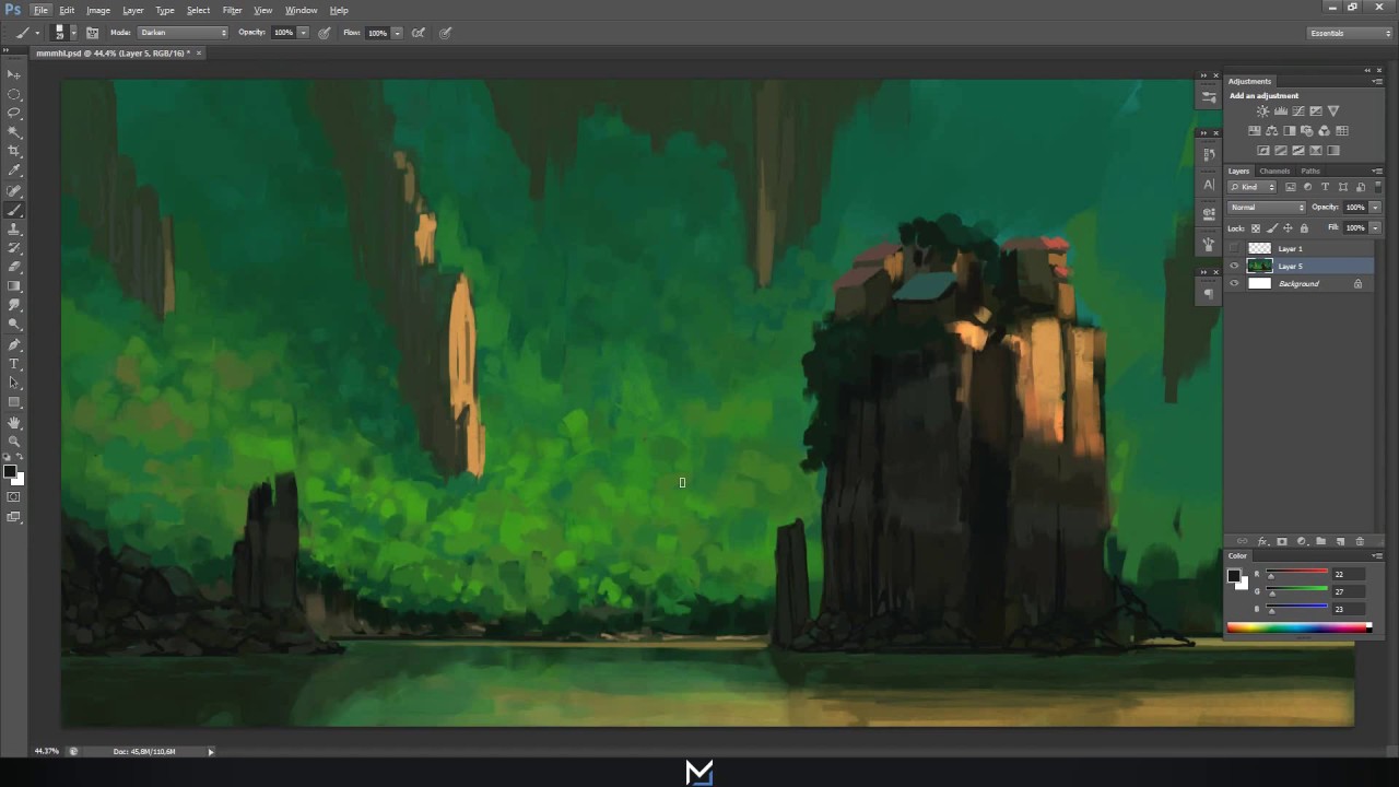 Cliff Top - 2D digital Environment Timelapse - YouTube